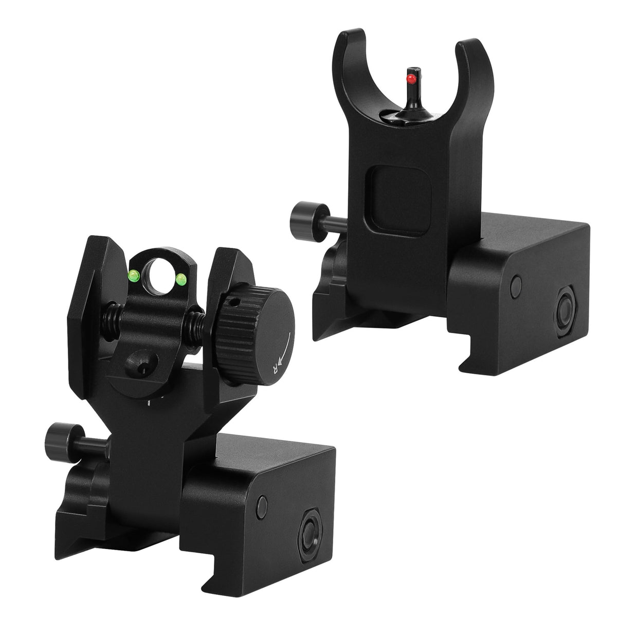 gowutar flip up fiber optic iron sight 90 degree front and rear sight ...
