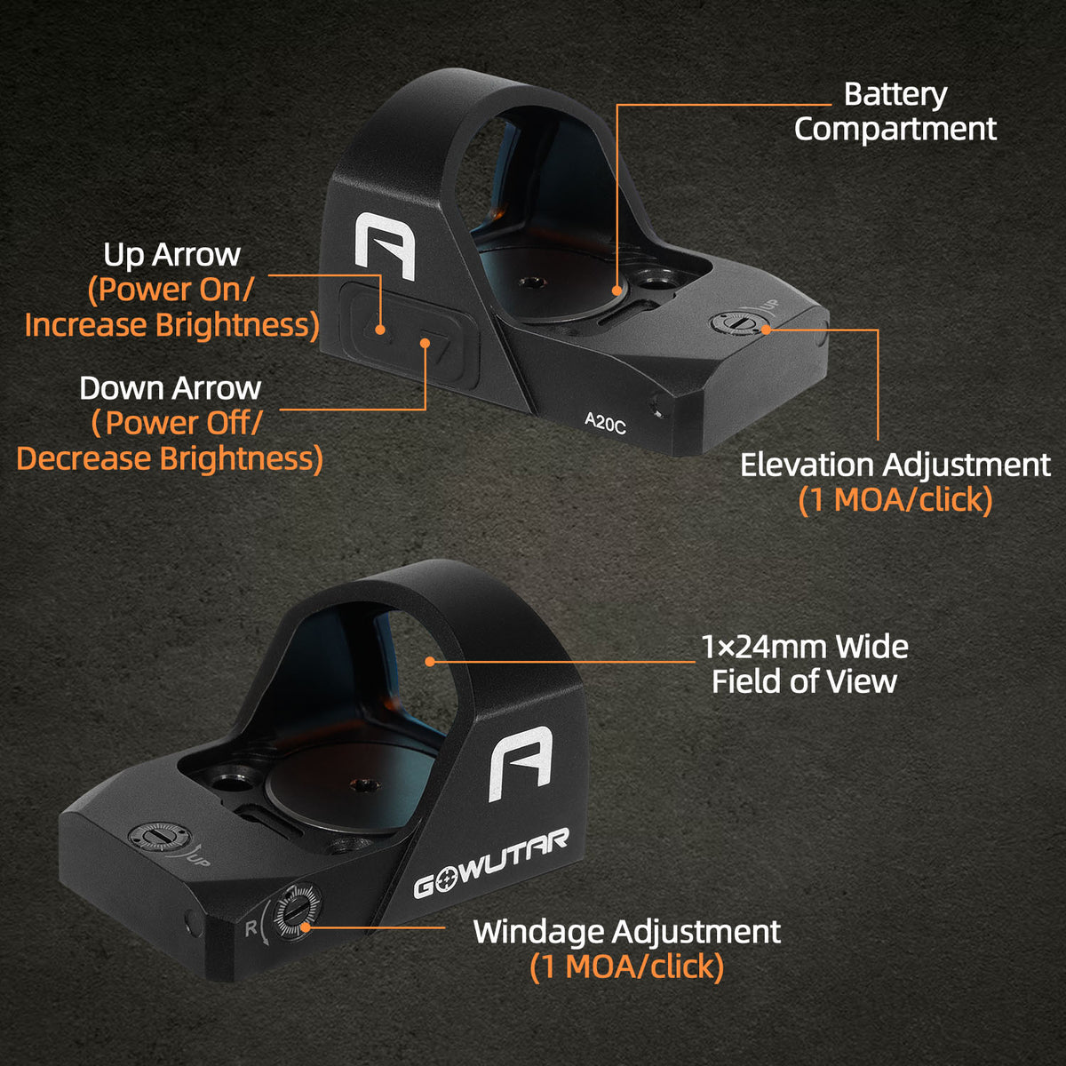 A20C RMR Footprint Multiple Reticles Red Dot Sight 2 MOA Dot 38 MOA Ci ...
