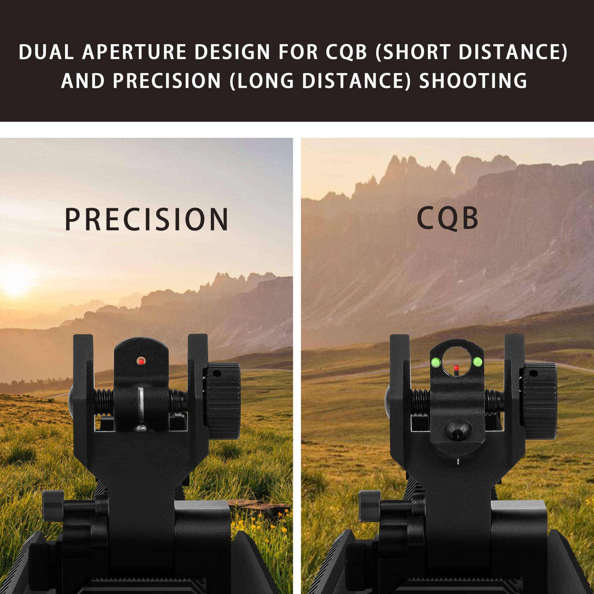 gowutar flip up fiber optic iron sight 90 degree front and rear sight ...