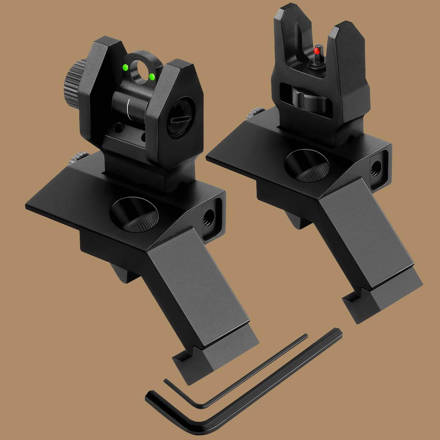 GOWUTAR 45 Degree Offset Pop Up Backup Iron Sights Toolless Fiber Opti